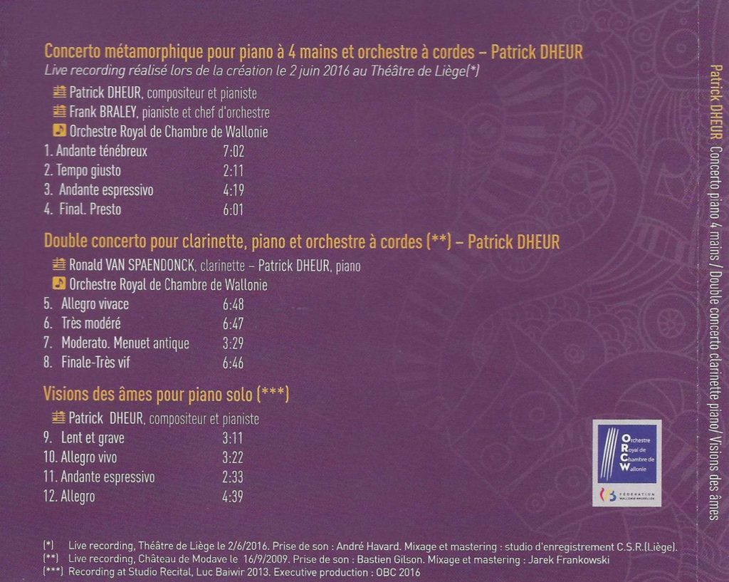 Discographie | Patrick Dheur - Pianiste, Concertiste, Compositeur, Ecrivain